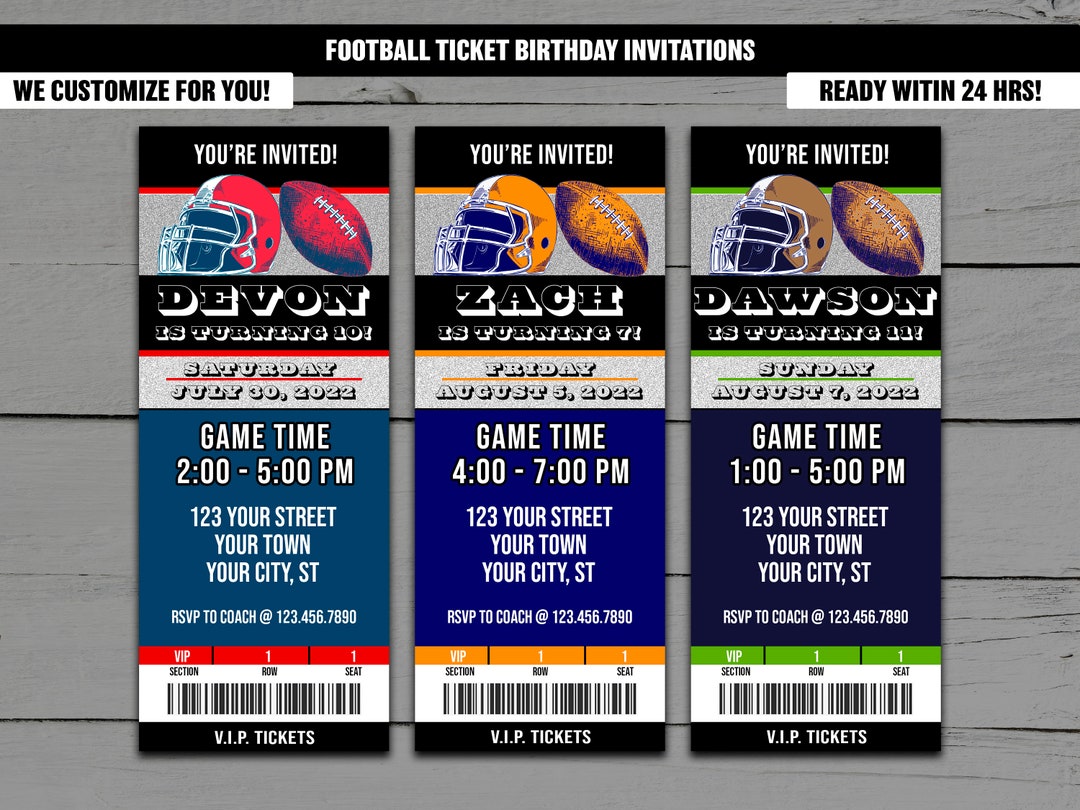Football Birthday Invitation - Football Ticket Invitation - NFL ...