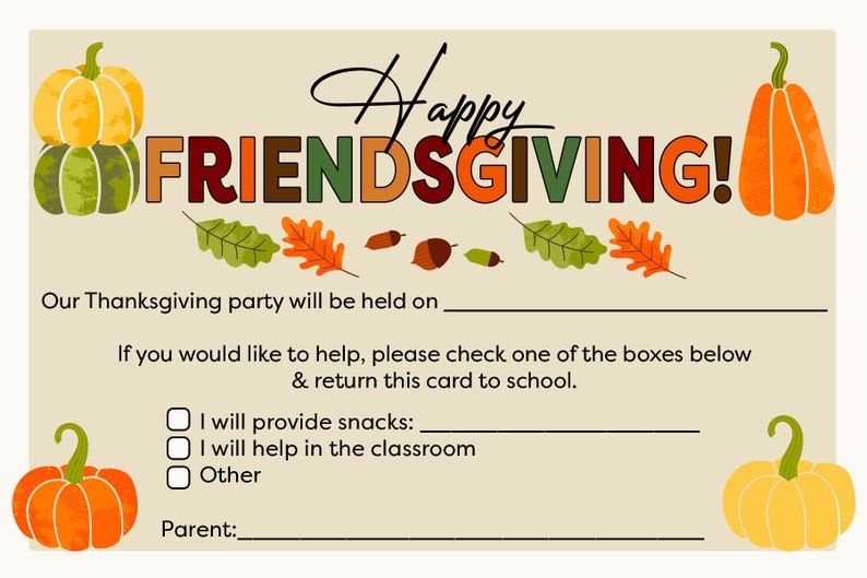Friendsgiving-thanksgiving-class-party-invitation - Etsy