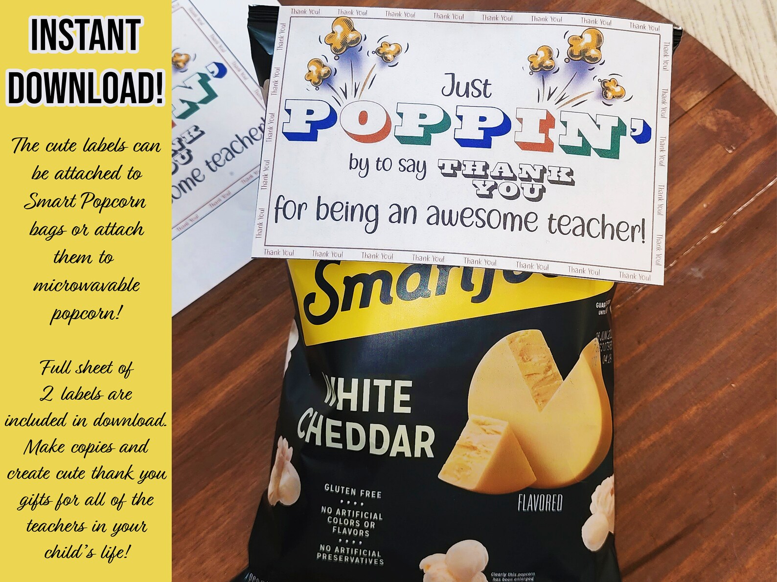 Teacher Gift - End of Year Teacher Appreciation - Popcorn Label - Just ...