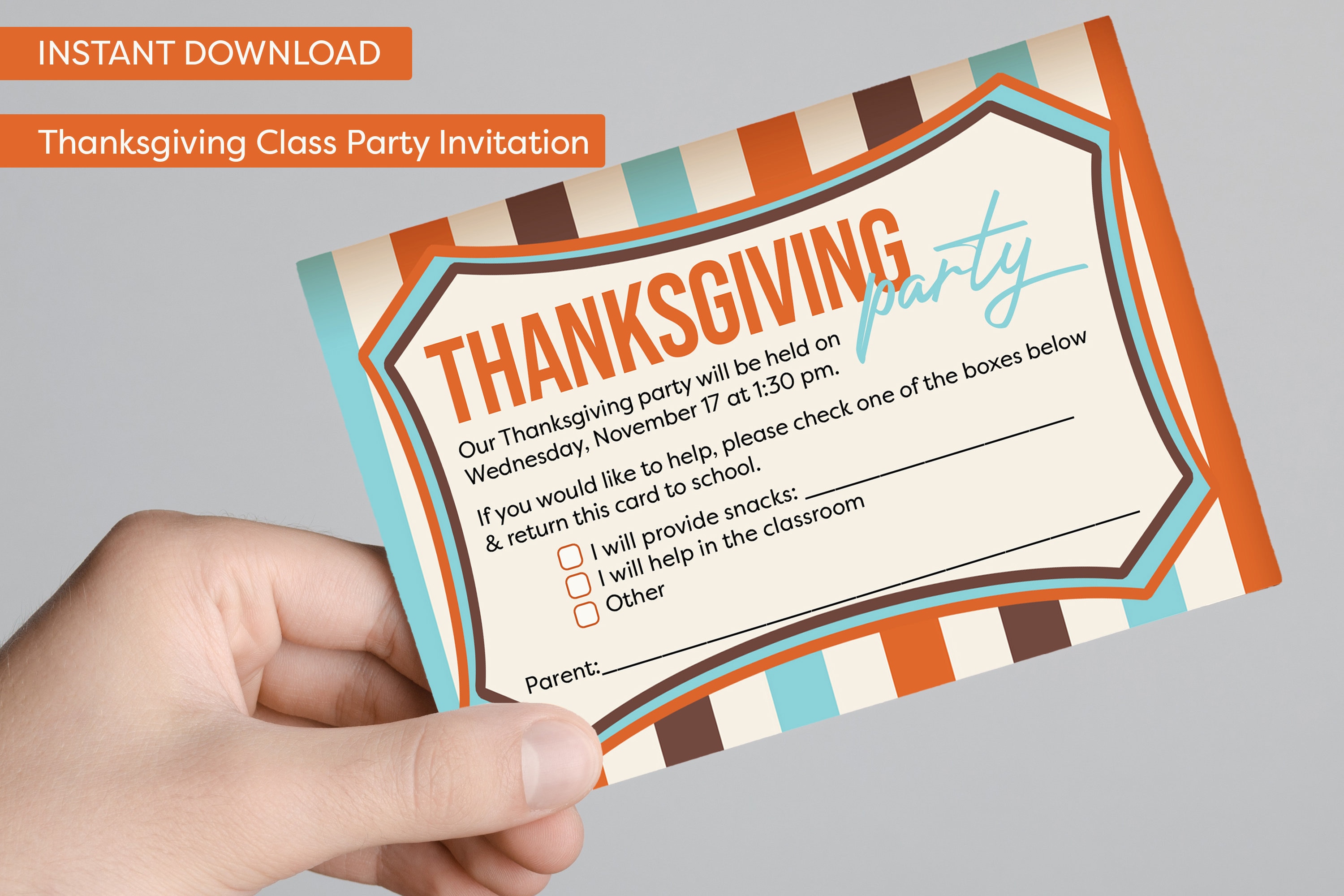 Thanksgiving-party-invitation-school-classroom - Etsy