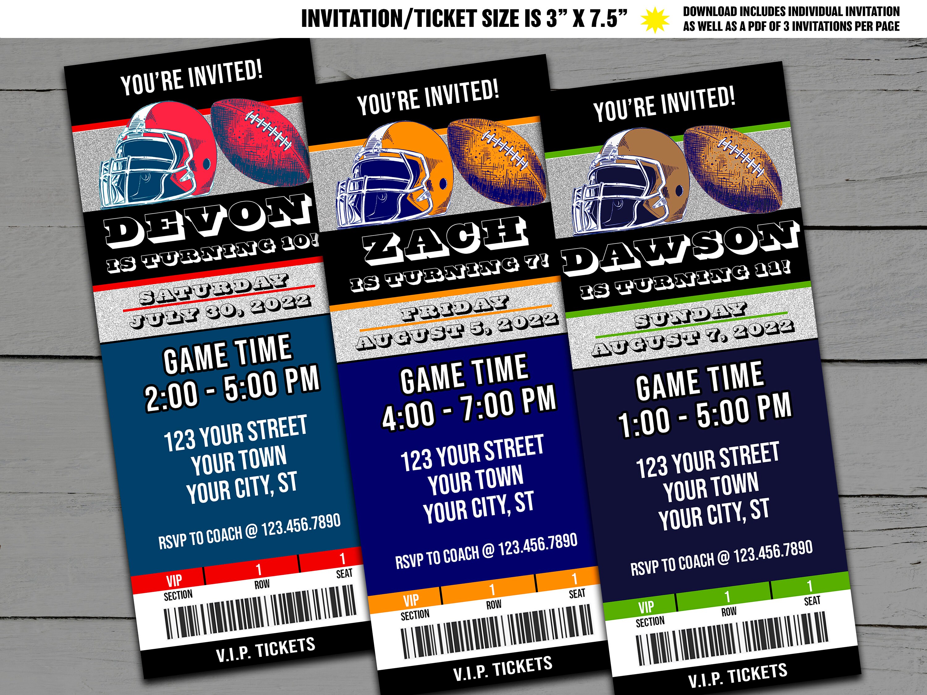 Football Birthday Invitation - Football Ticket Invitation - NFL ...