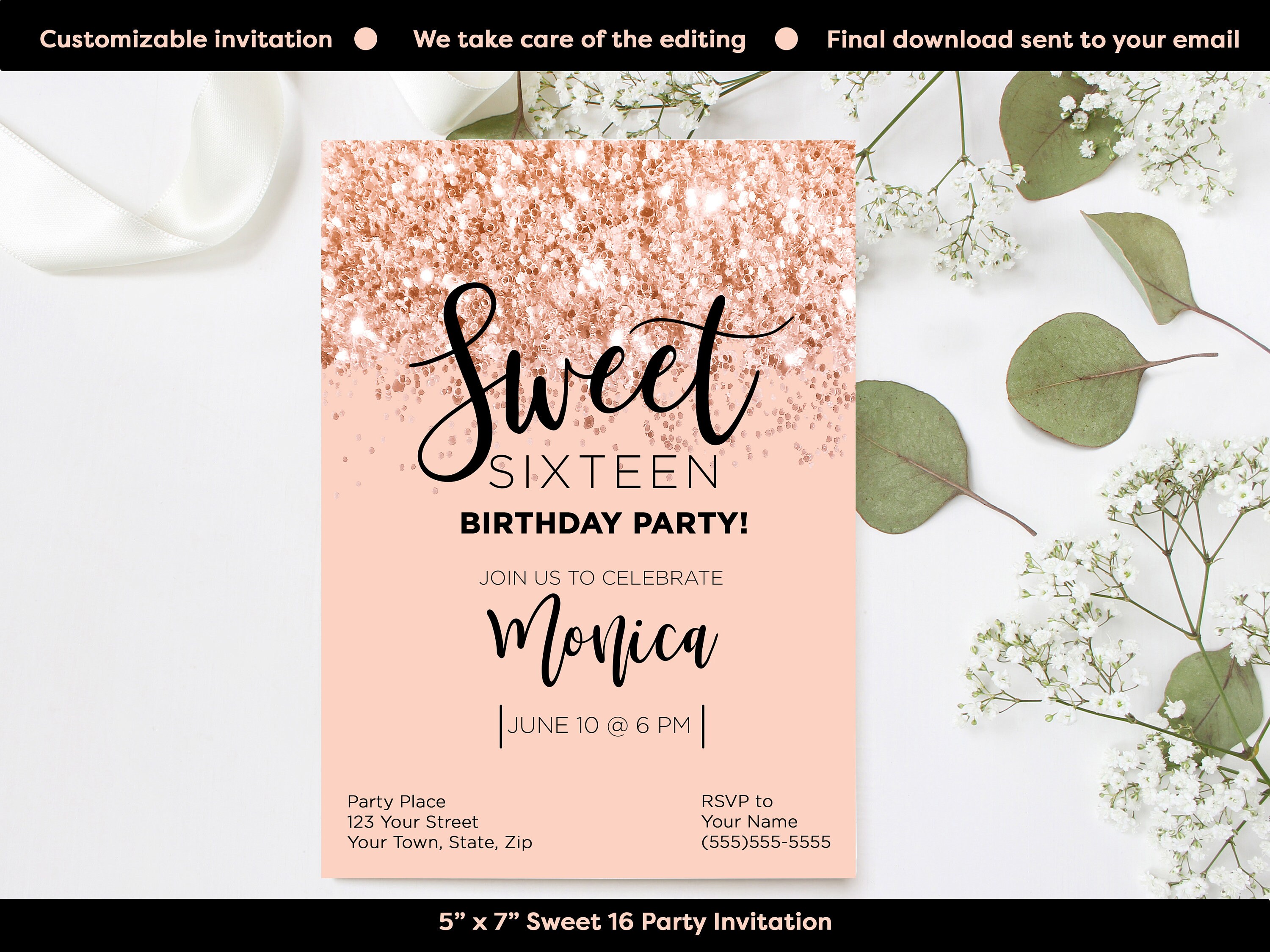 Sweet 16 Party Invite Set - Custom Party Invitation - Printable Party ...