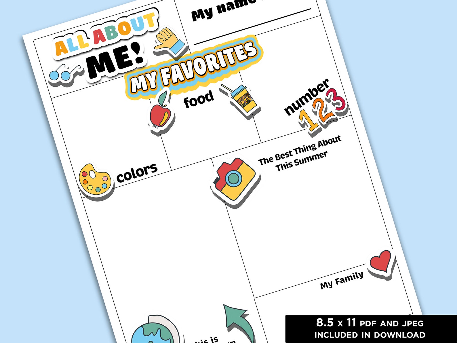 ALL ABOUT ME Printable-student Worksheet-all About Me Poster-back to ...