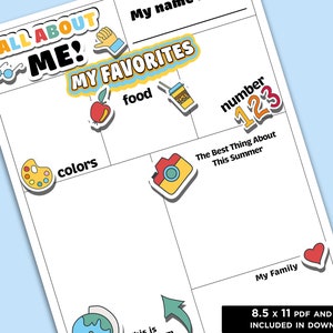 ALL ABOUT ME Printable-student Worksheet-all About Me Poster-back to ...
