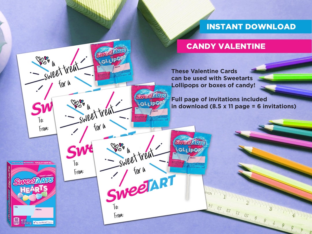Fun Valentine Card - Sweetart Candy - Student Valentine Card - Etsy