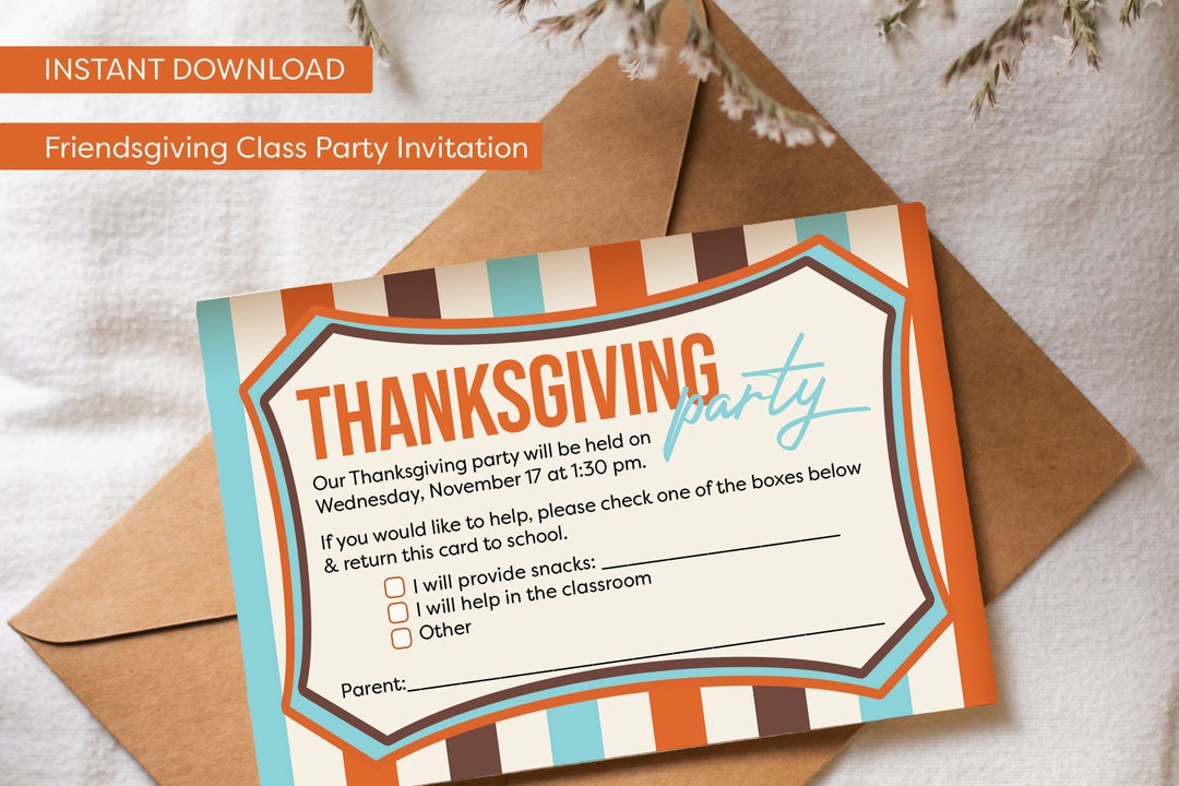 Thanksgiving-party-invitation-school-classroom - Etsy