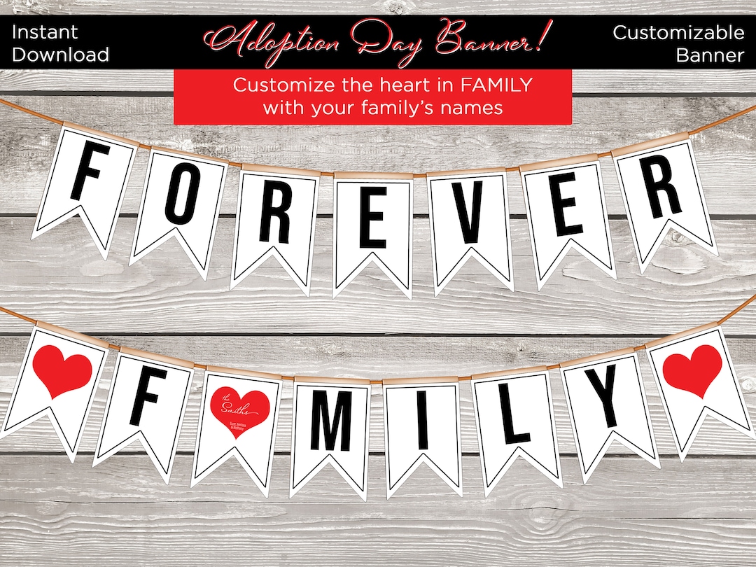 Adoption Banner - Adoption Day Banner - Forever Family - Gotcha Day ...