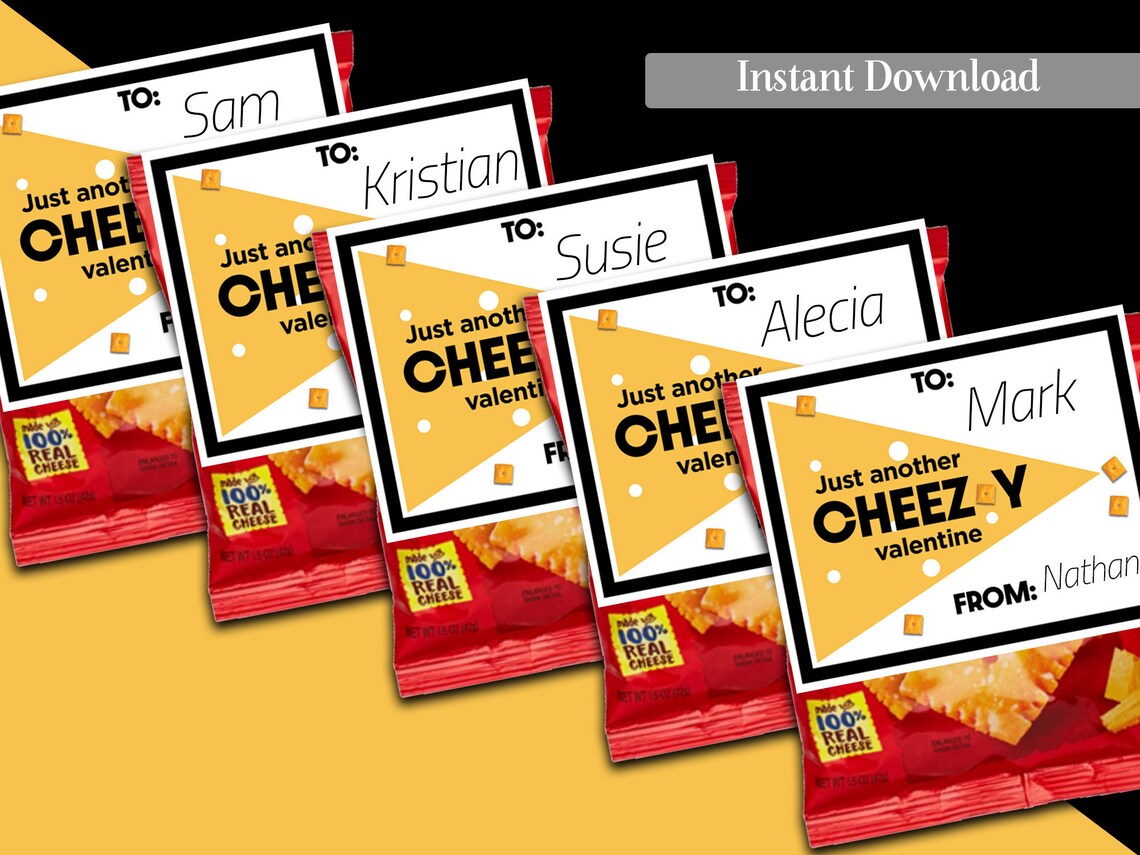 Printable Valentines Card - Cheez-y Cheez-it Valentine Cards - - Etsy