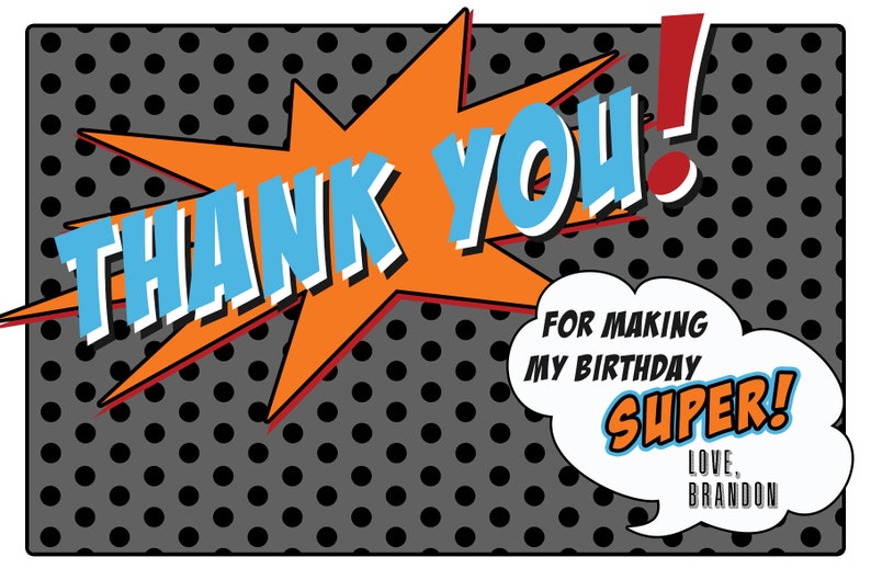 Superhero Comic Thank You Notecard - Comic Book Thank You ...
