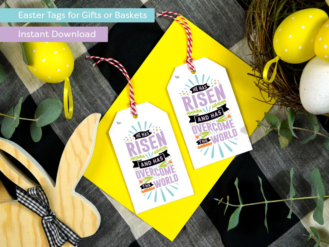Easter Basket Tag - Gift Tag - He is Risen - Christian Easter ...