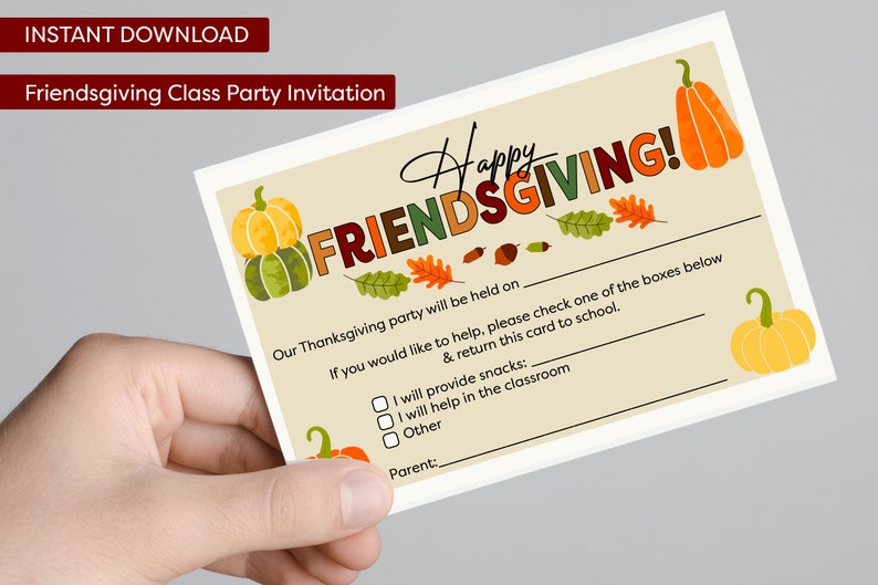 Friendsgiving-thanksgiving-class-party-invitation - Etsy