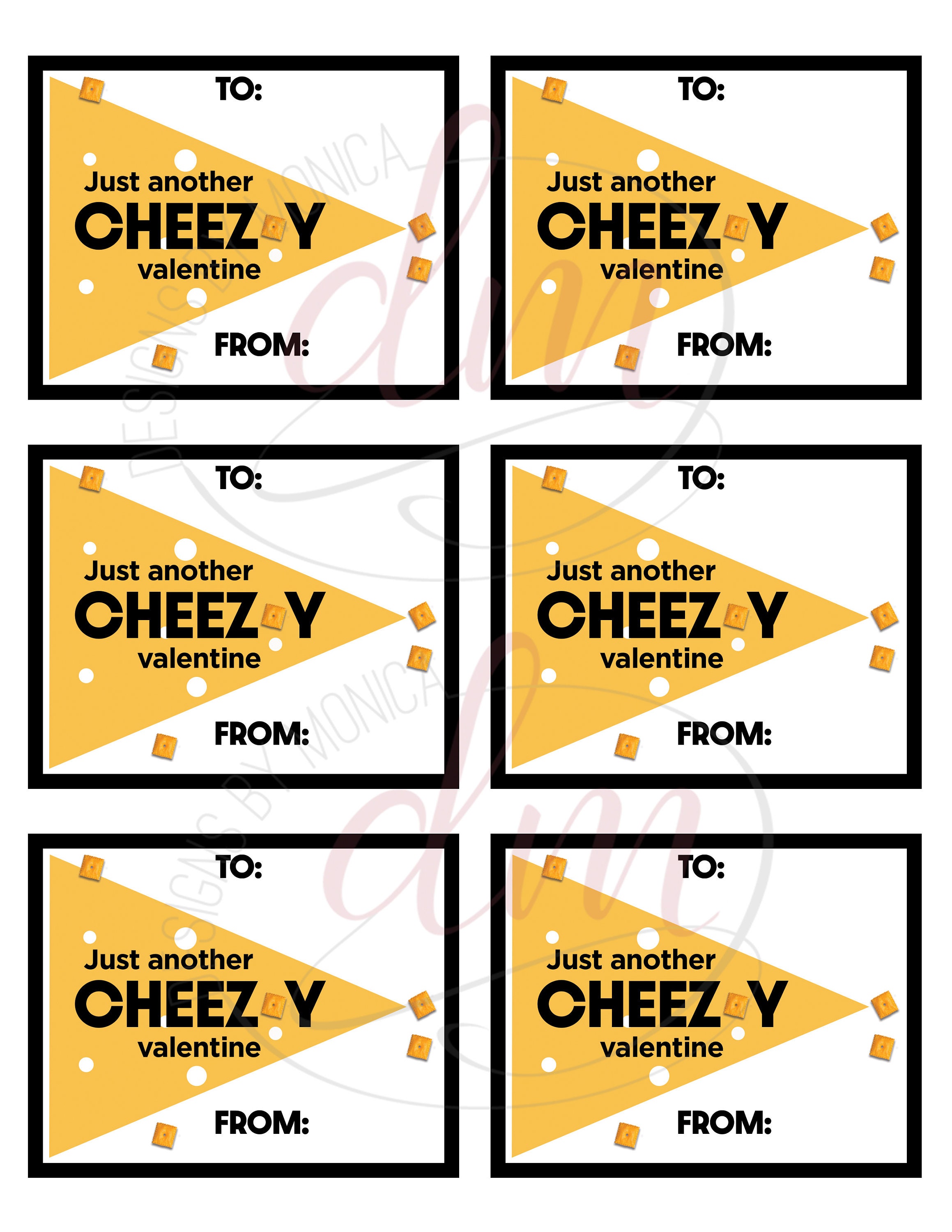Printable Valentines Card - Cheez-y Cheez-it Valentine Cards - - Etsy
