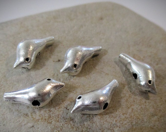 10 Silver Bird Beads 3D Bird Jewelry Double Sided Bird Bracelets Bird ...