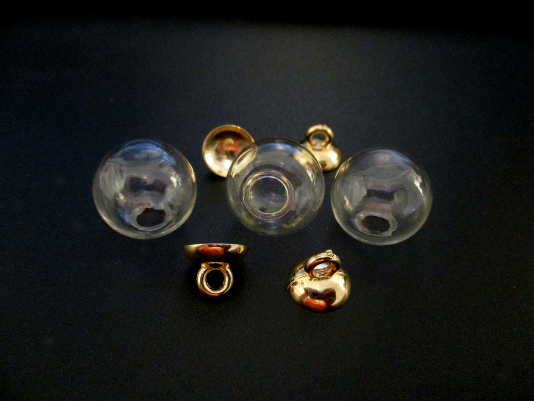 5 Small Glass Globes for Earrings or Pendant Necklace | 15mm Glass Orbs ...