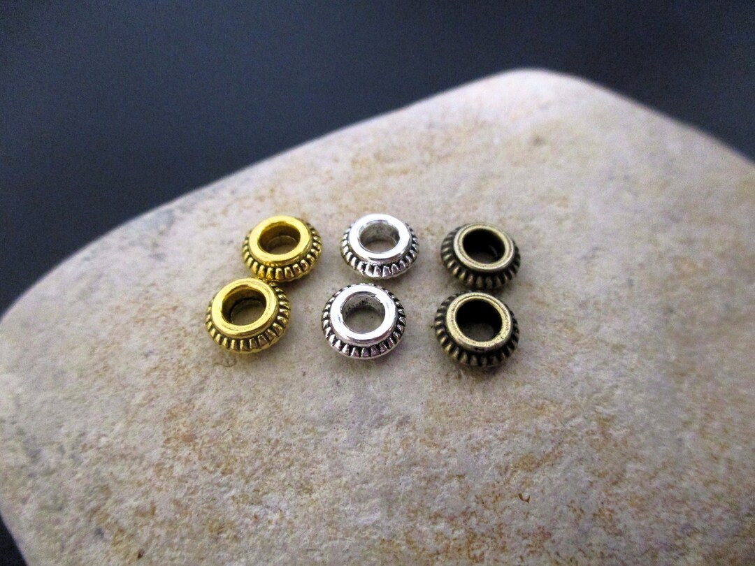 25 Spacer Beads in Bronze Silver or Gold | 3 Colors | 5 Mm Ribbed ...