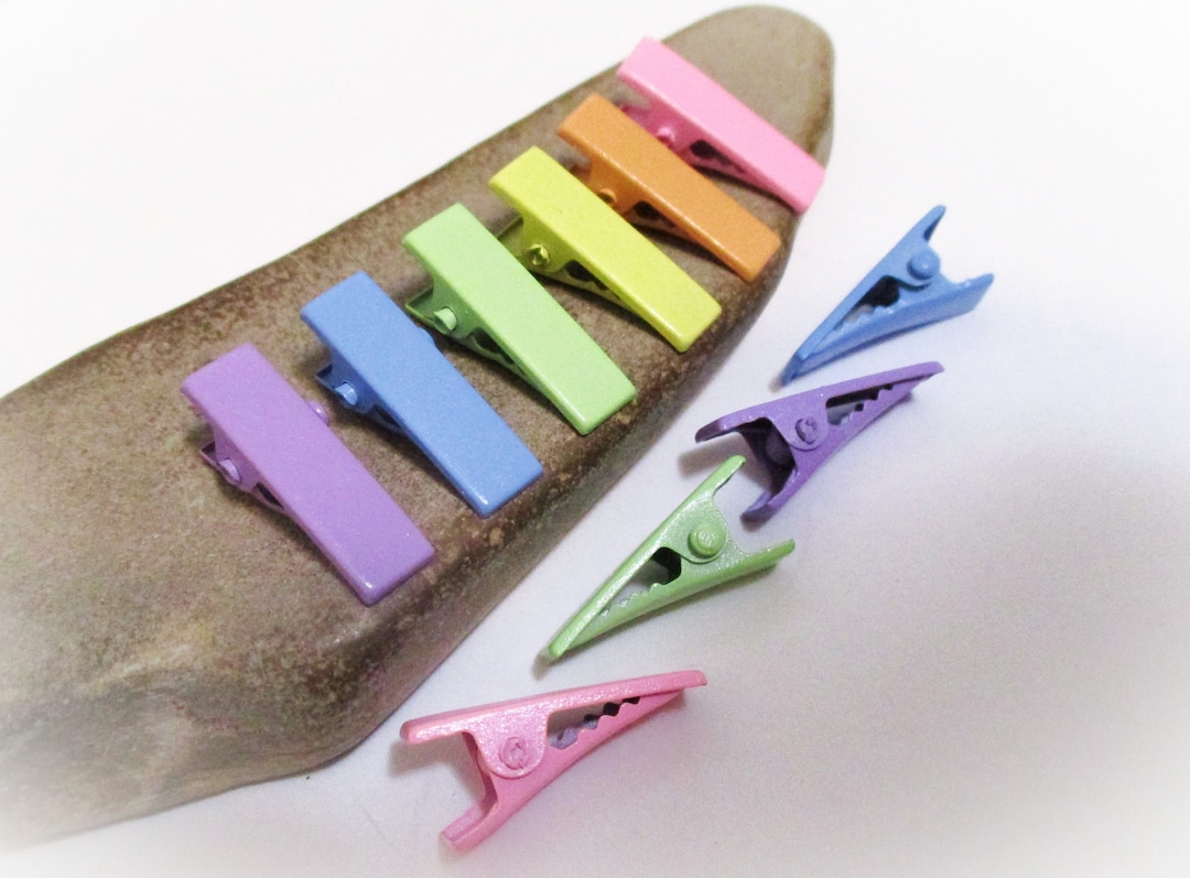 12 Tiny Alligator Hair Clips in Pastel Colors for Babies Toddlers ...