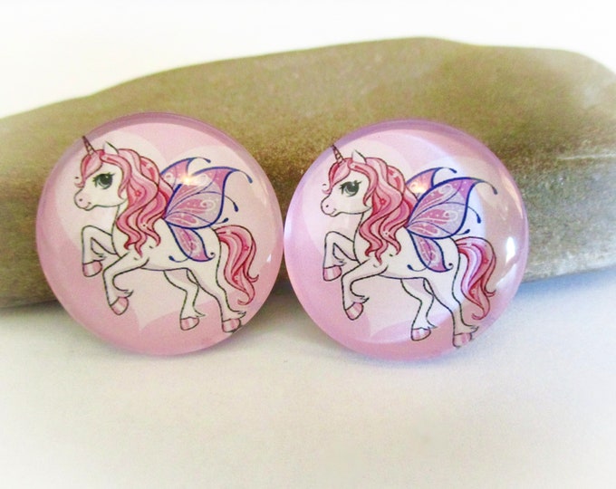 Unicorn Glass Cabochons (2pcs): 25mm Kids Jewelry Supplies - Etsy