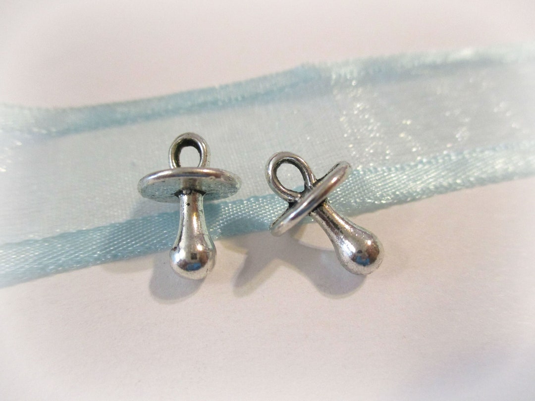 10 Silver Pacifier Charms: Baby Shower Favors, New Mom Gift - Etsy