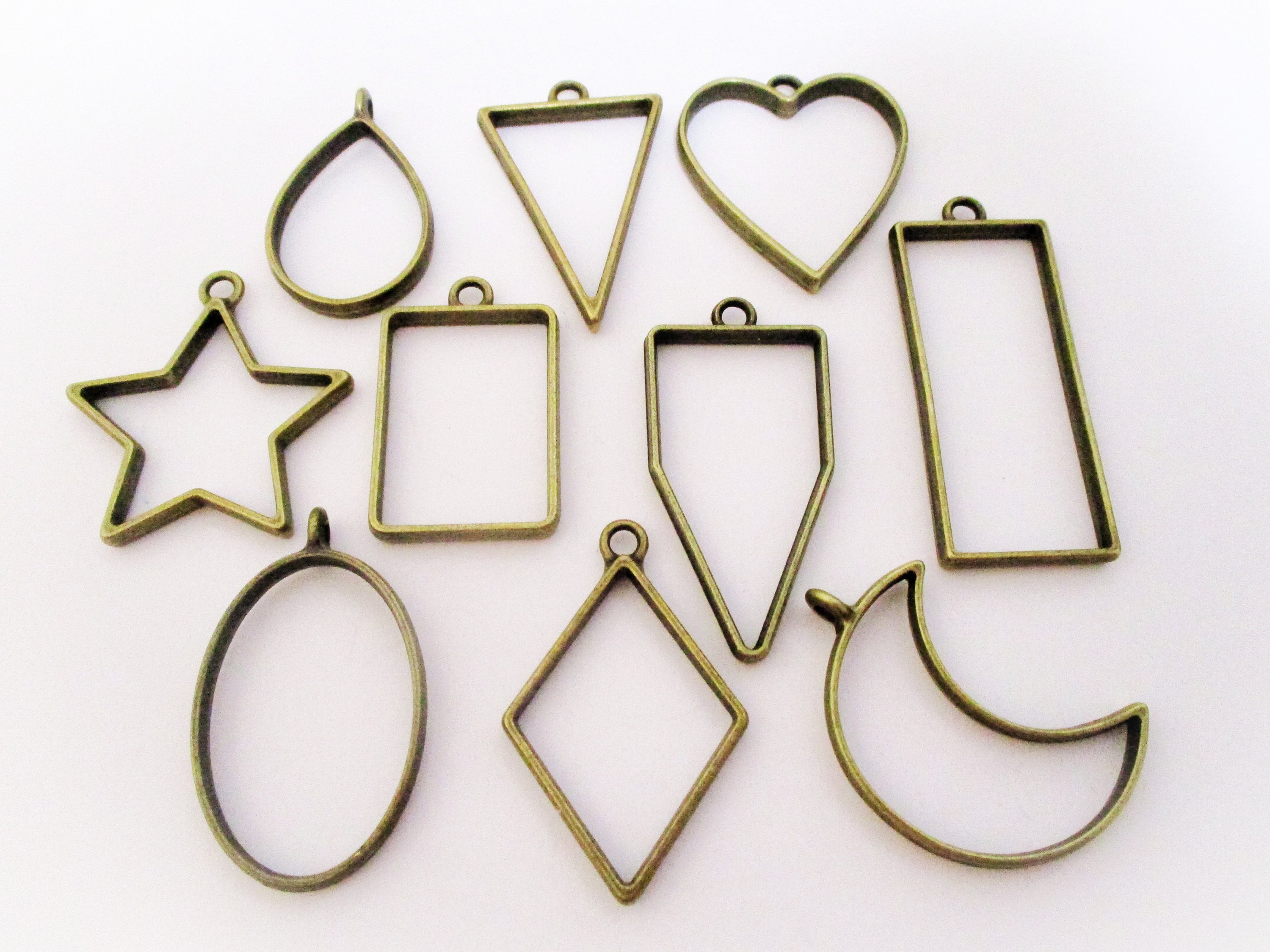Bronze Geometric Open Back Bezels: Resin Jewelry Making, 10pcs - Etsy