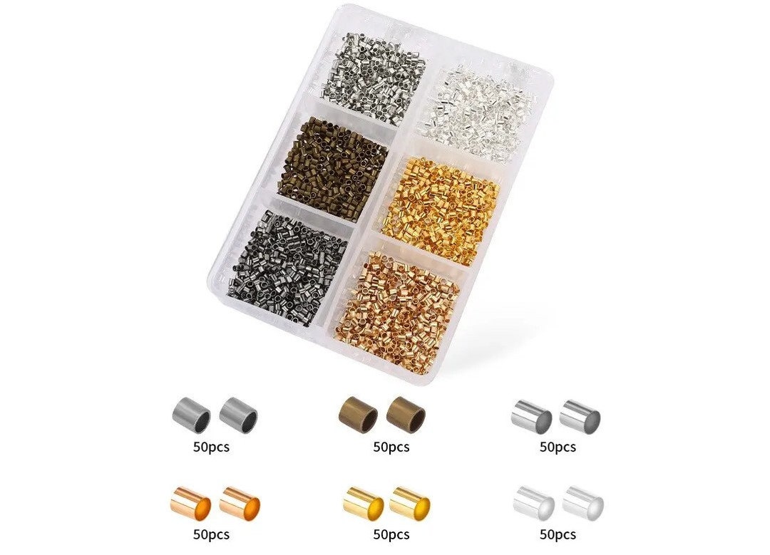 300 Tube Crimp Beads | 50 Each in 6 Colors | Jewelry Making Tools ...