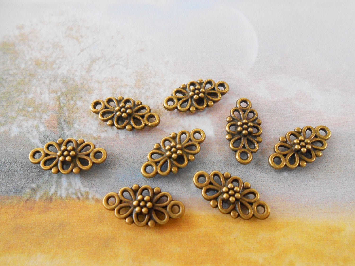 20 Bronze or Silver Connectors Flower Connectors Filigree - Etsy