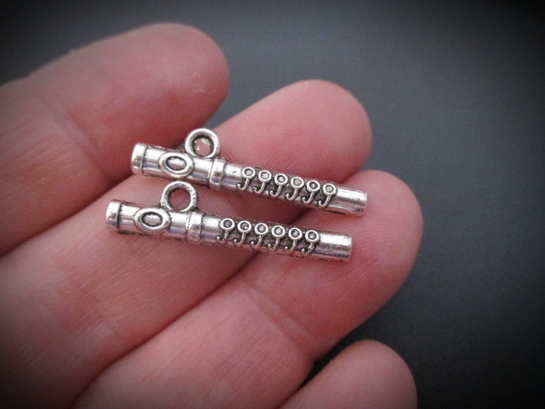 10 Silver Flute Charms: Zinc Alloy Music Pendants (30x4mm) - Etsy