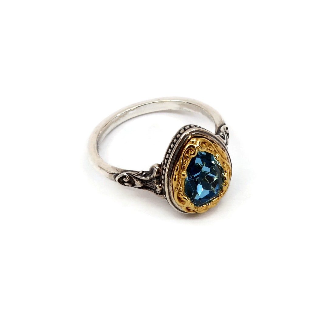 Byzantine Ring Laskaridis With Aquamarine Crystal Stone Sterling Silver ...