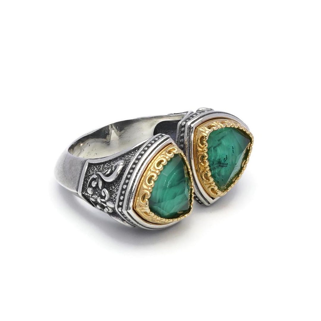 Byzantine Ring Laskaridis With Doublet Malachite Gemstone Rings for ...