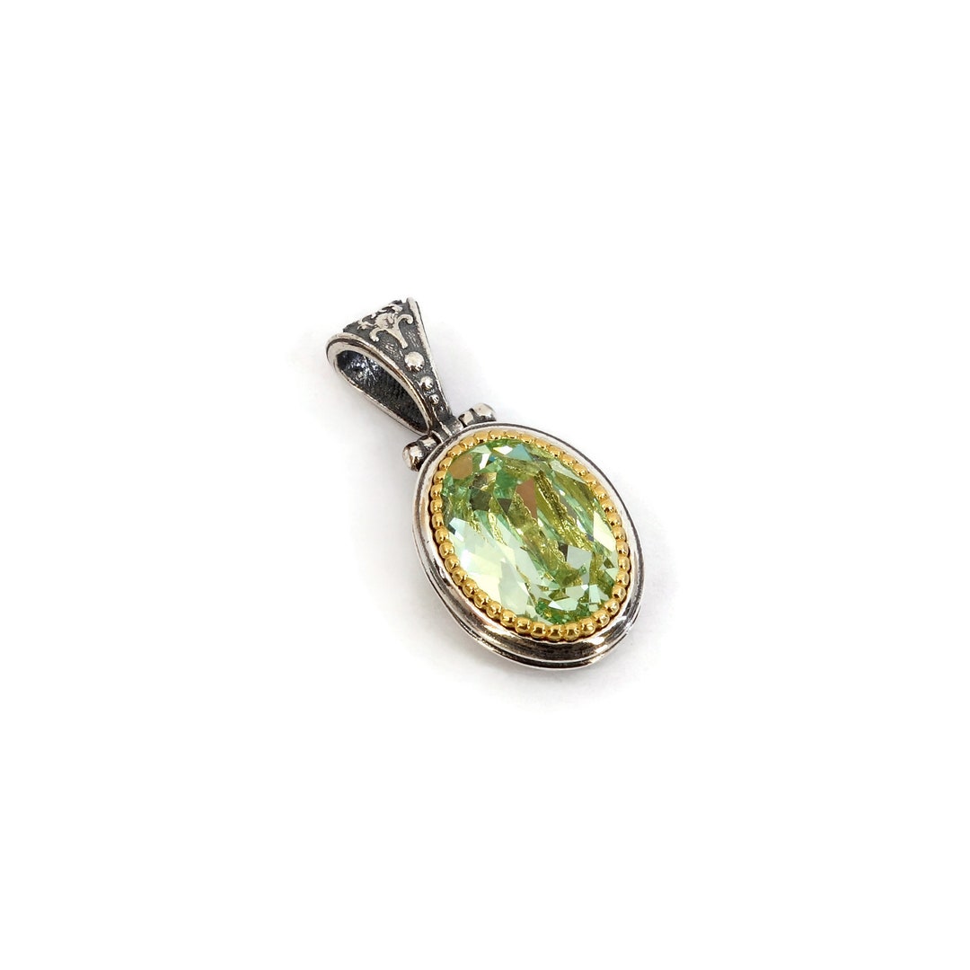 Byzantine Pendant Laskaridis With Chrysolite Crystal Stone Sterling ...