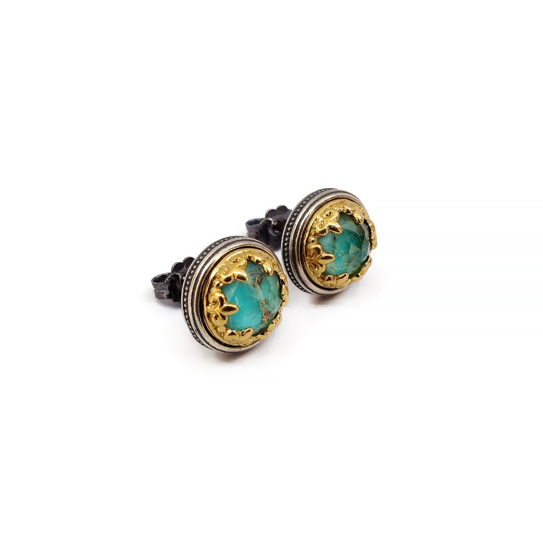 Byzantine Gemstone Studs Earrings Laskaridis With Doublet Green ...