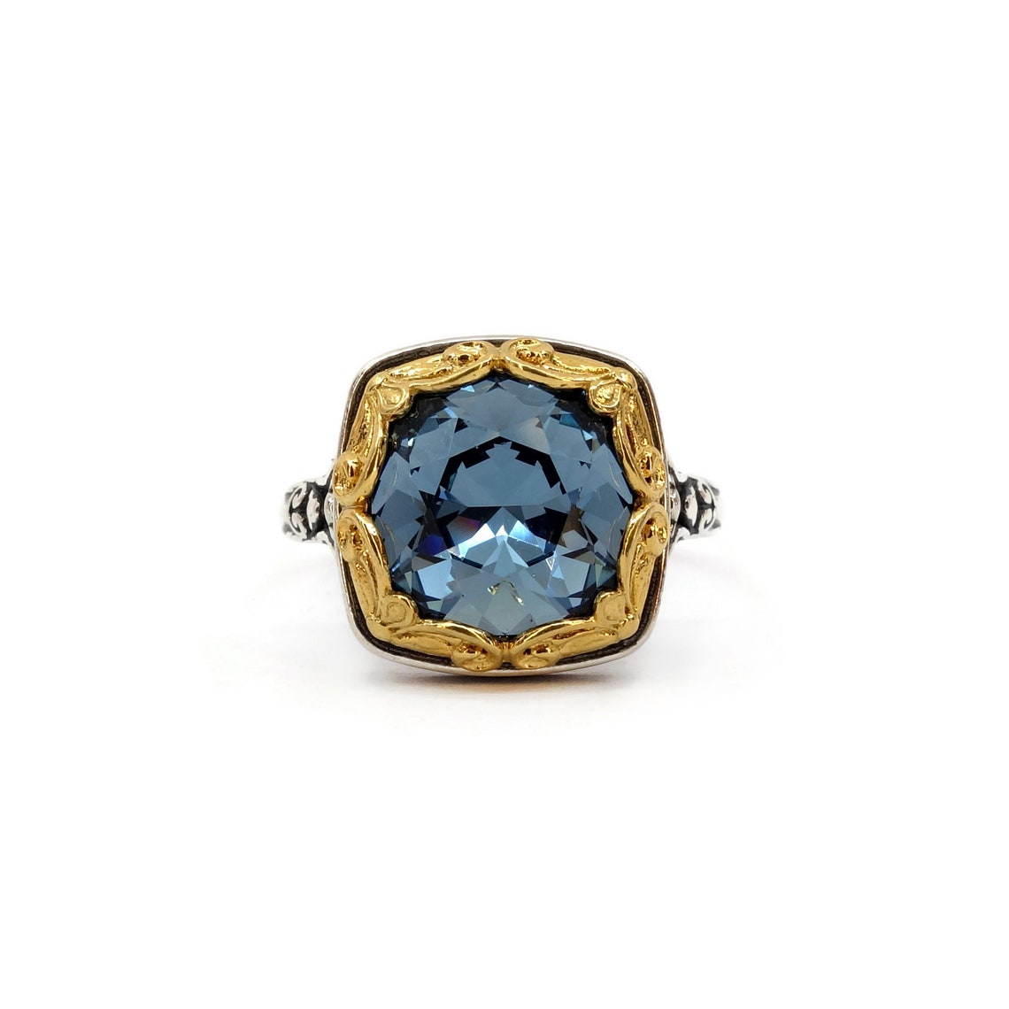 Byzantine Ring Laskaridis With London Blue Crystal Stone - Etsy