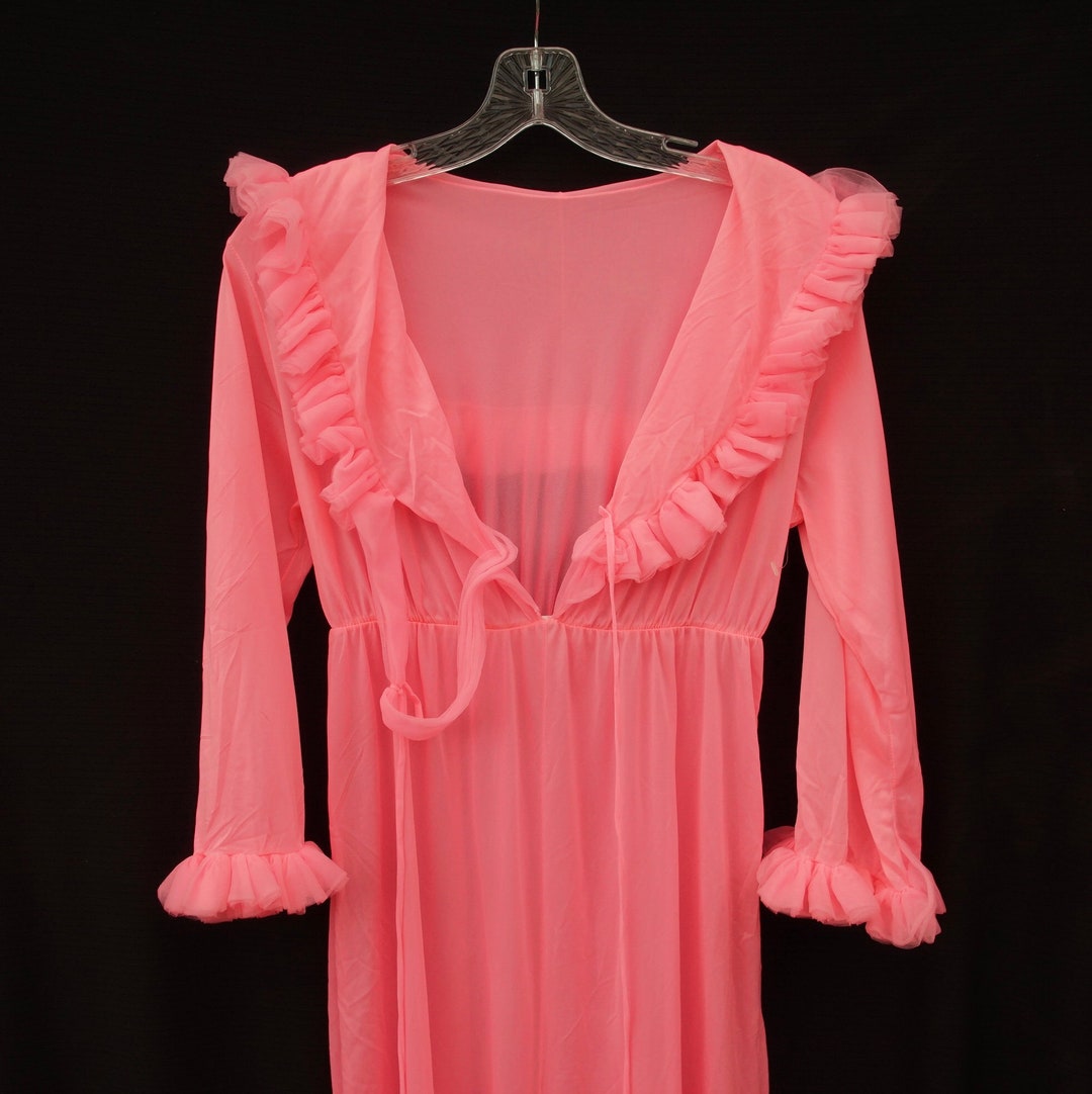 Frilly Sheer Palazzo Loungewear Jumpsuit Pink Nightgown Pajama Romper ...