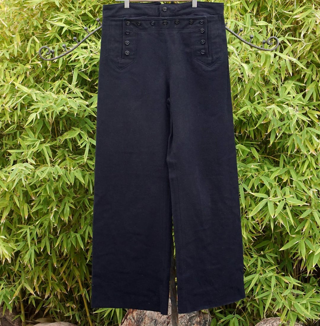 28 29.5 US Navy 13 Button Cracker Jack Pants USN Trousers Vintage Black ...