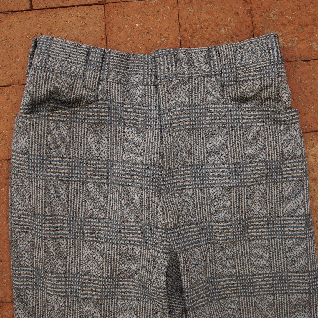 70s Polyester Pants Mens 27 32 Golf Disco Flare Slacks Retro Trousers ...
