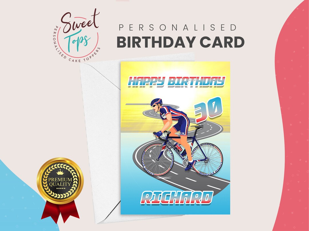 Personalised A5 Birthday Card Cycling Theme | Any Name & Age - Etsy