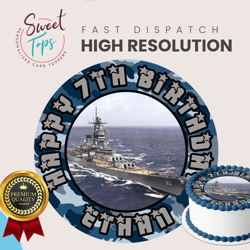 Navy Cake Topper - Etsy