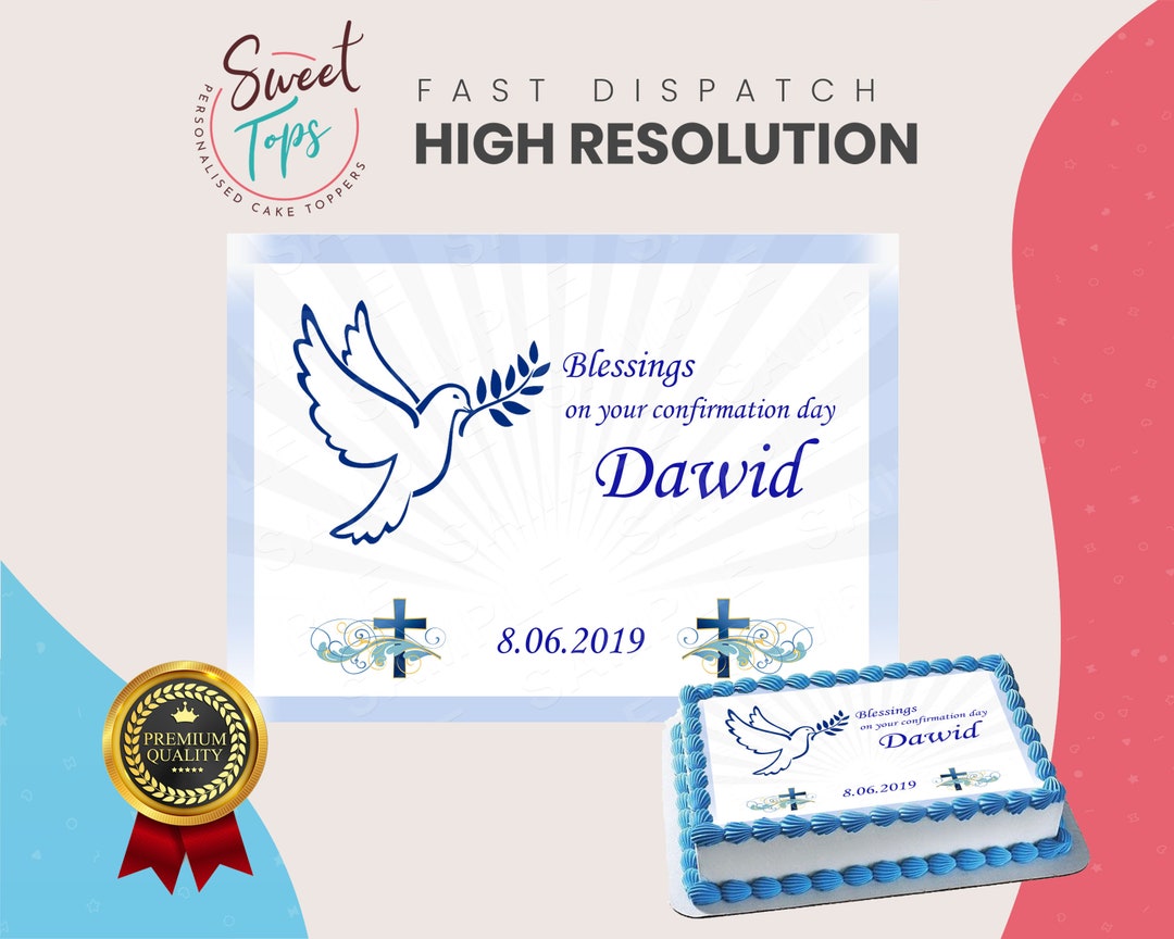 Confirmation Day Rectangle Edible Cake Topper Decoration Personalised ...