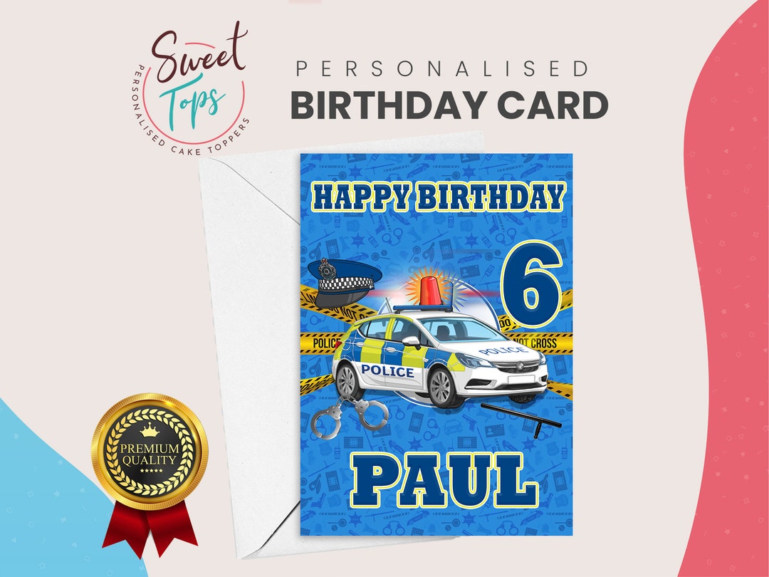 Personalised A5 Birthday Card Police | Any Name & Age - Etsy