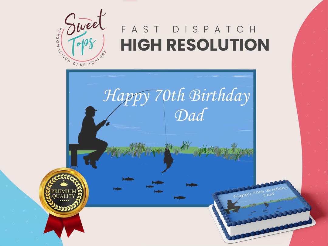 Fishing Personalised Rectangle Edible Birthday Cake Topper Cake ...