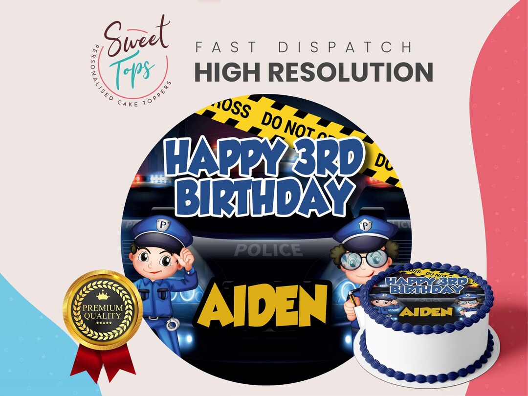 Police Personalised Round Edible Cake Topper Decoration - Etsy