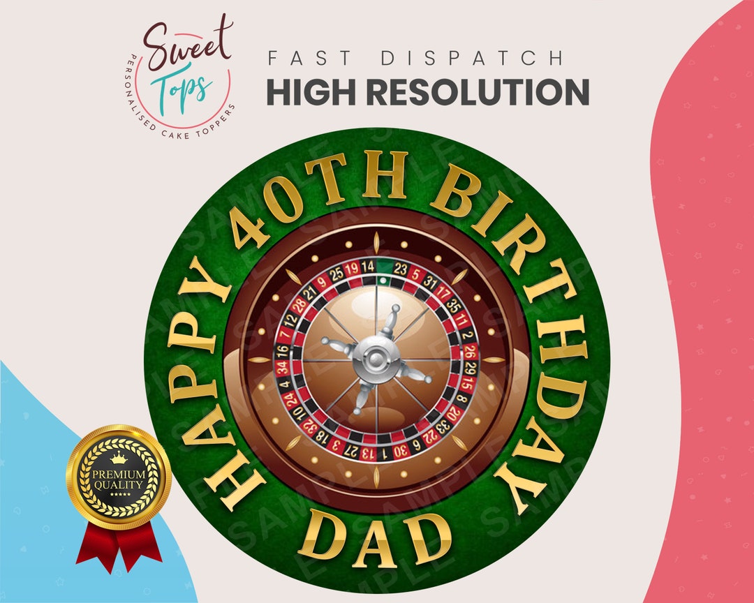 Russian Roulette Wheel Round Edible Cake Topper Decoration Personalised ...