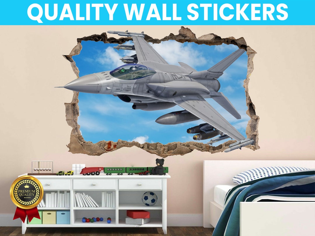 Fighter Jet Wall Decal Sticker Mural Poster Print Art Home Bedroom ...