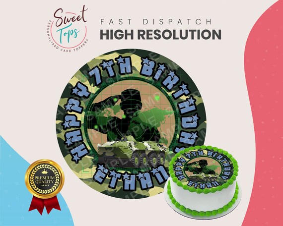 Army Round Edible Cake Topper Decoration Personalised | Etsy
