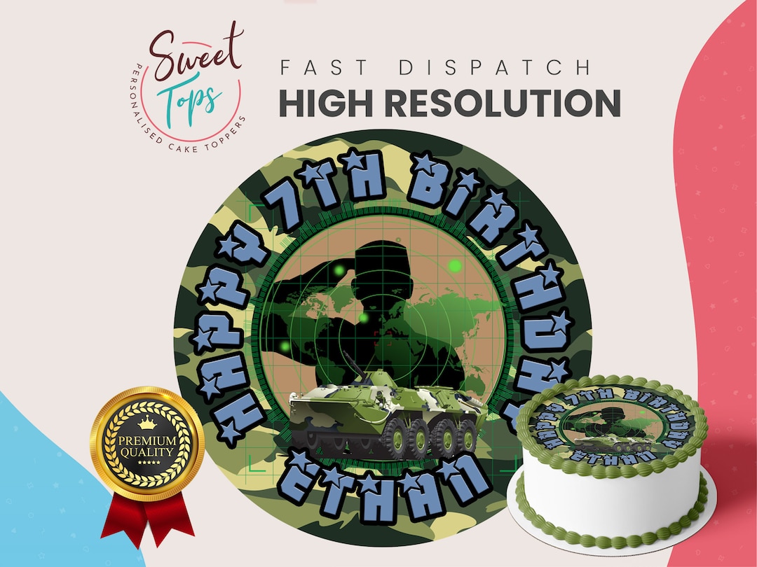 Army Round Edible Cake Topper Decoration Personalised - Etsy