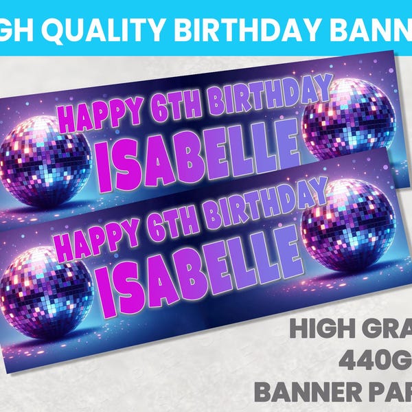 Disco Birthday Banner - Etsy UK