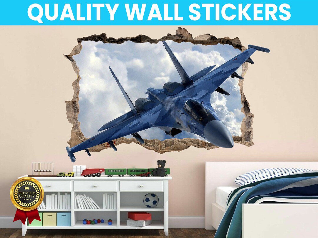 Fighter Jet Wall Decal Sticker Mural Poster Print Art Home Bedroom ...