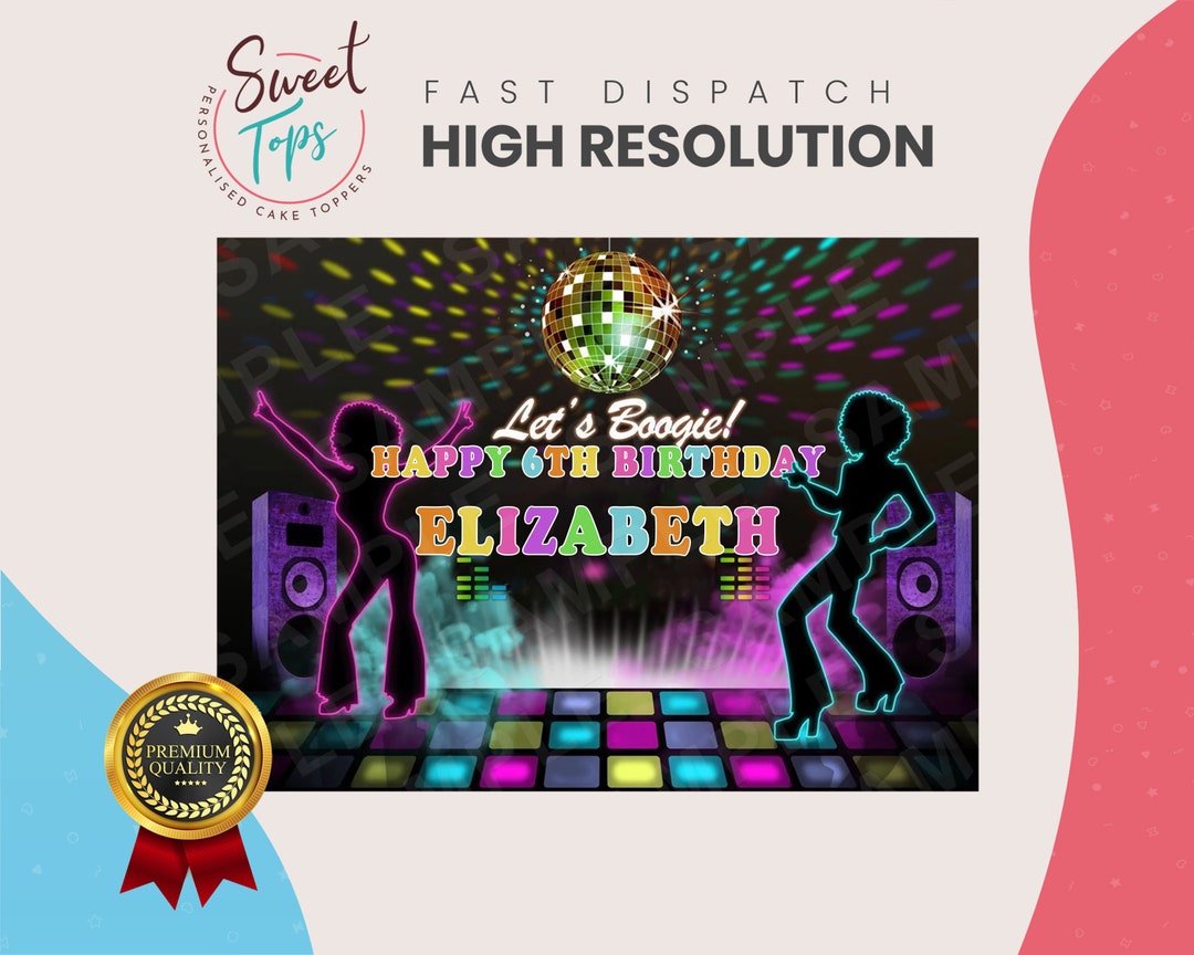 Disco Themed Rectangle Edible Cake Topper Decoration Personalised - Etsy