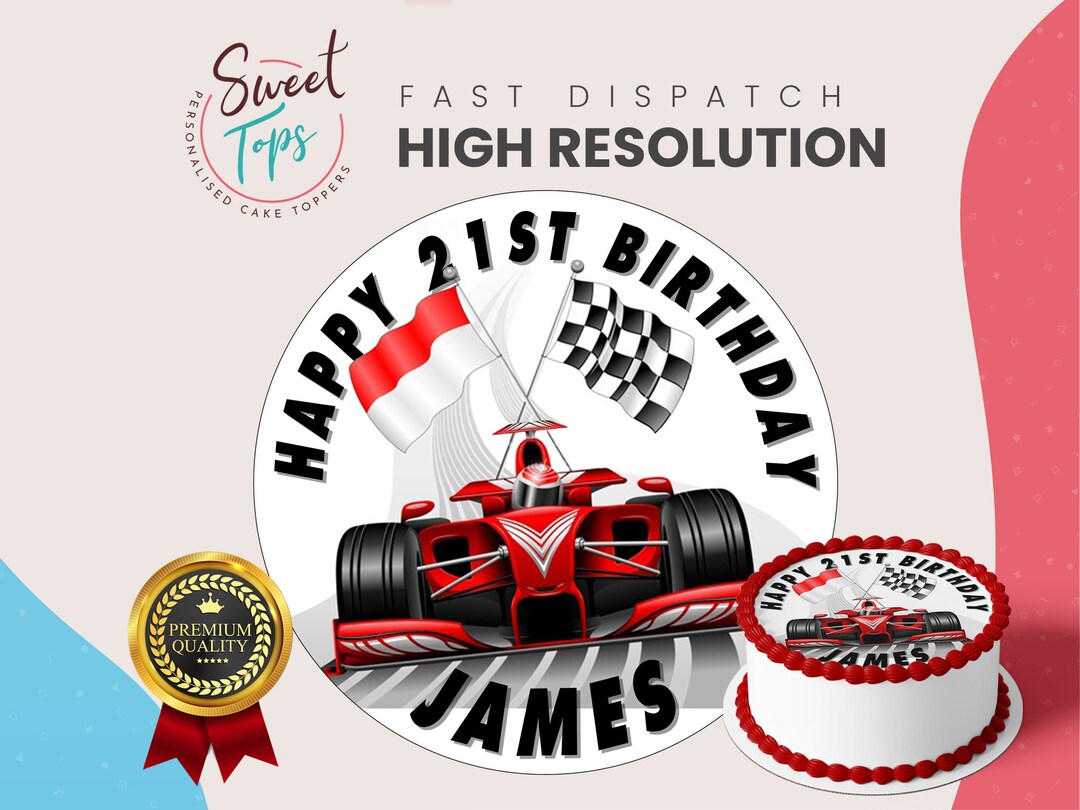 Formula One Personalised Round Edible Cake Topper - Etsy