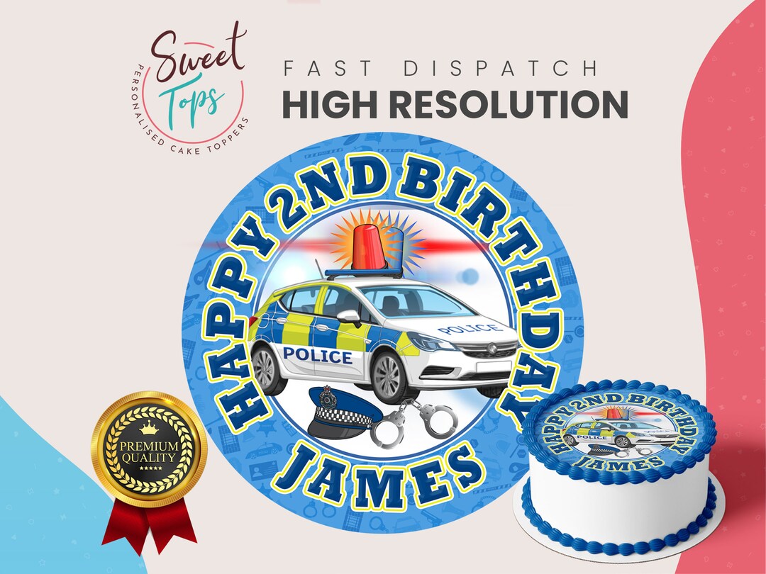 Police Personalised Round Edible Cake Topper Decoration - Etsy