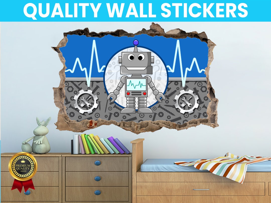 Robot Wall Decal Sticker Mural Poster Print Art Home Bedroom Office ...